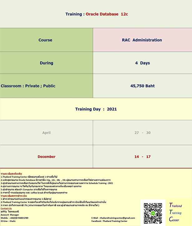 หลักสูตร Oracle Database 12c : Master Backup & Recovery with RMAN วัน ...