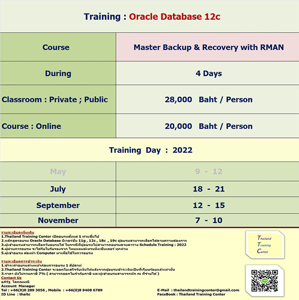 หลักสูตร Oracle Database 12c : Master Backup & Recovery with RMAN วัน ...