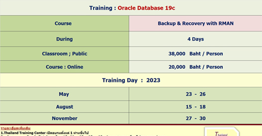 หลักสูตร Oracle Database 19c : Master Backup & Recovery with RMAN วัน ...